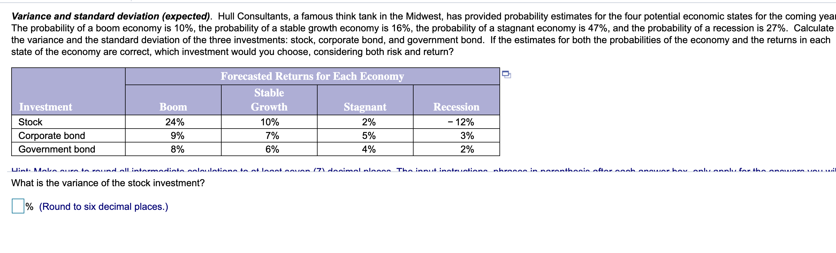 Solved Variance and standard deviation (expected). Hull | Chegg.com