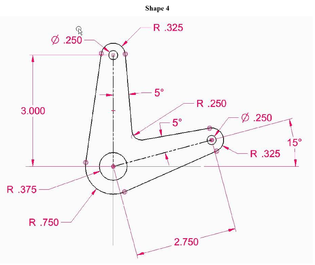 All dimensions are in inches. Shape 1 R 1.400 2.800 R | Chegg.com