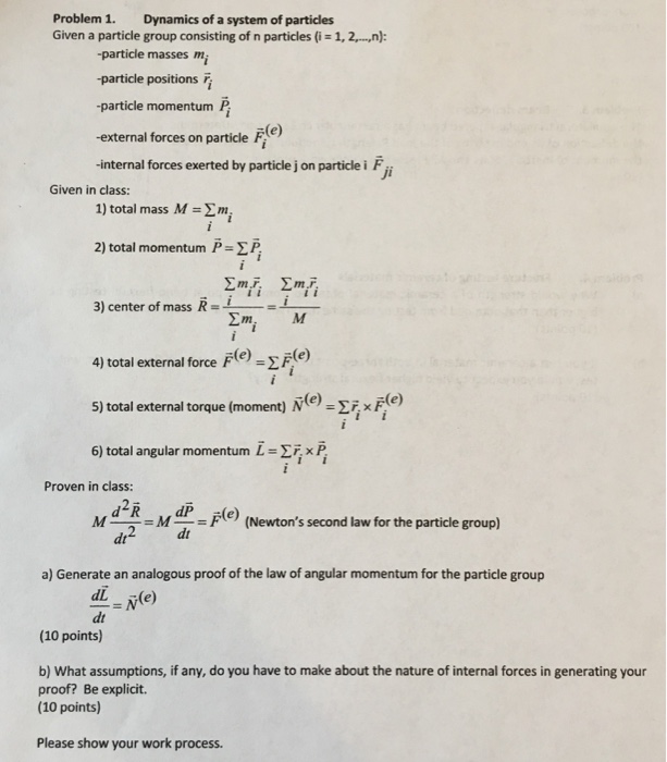 Solved Given a particle group consisting of n particles (i = | Chegg.com