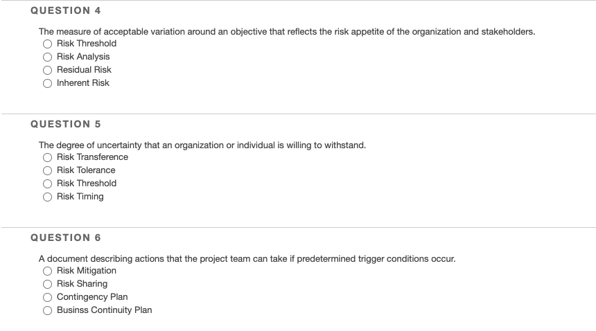 Solved QUESTION 4 The measure of acceptable variation around | Chegg.com