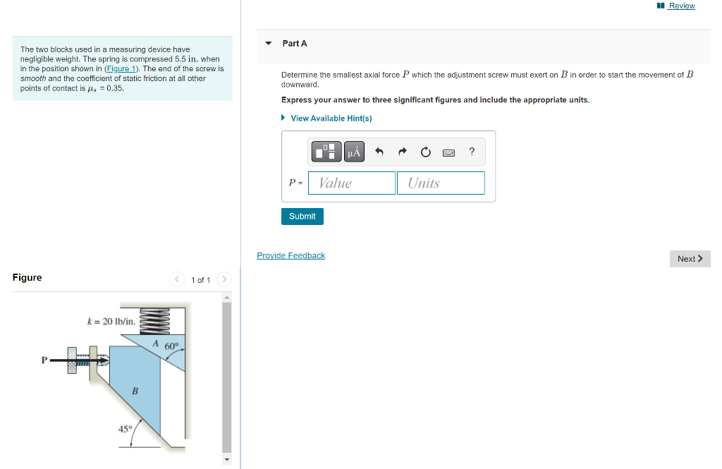 Solved The two blocks used in a measuring device have Part A | Chegg.com