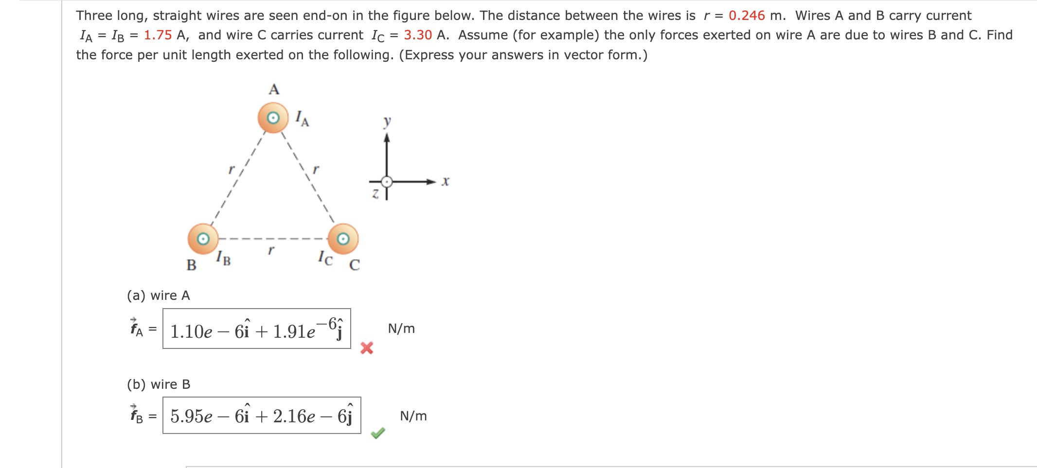 Solved Three long, straight wires are seen end-on in the | Chegg.com