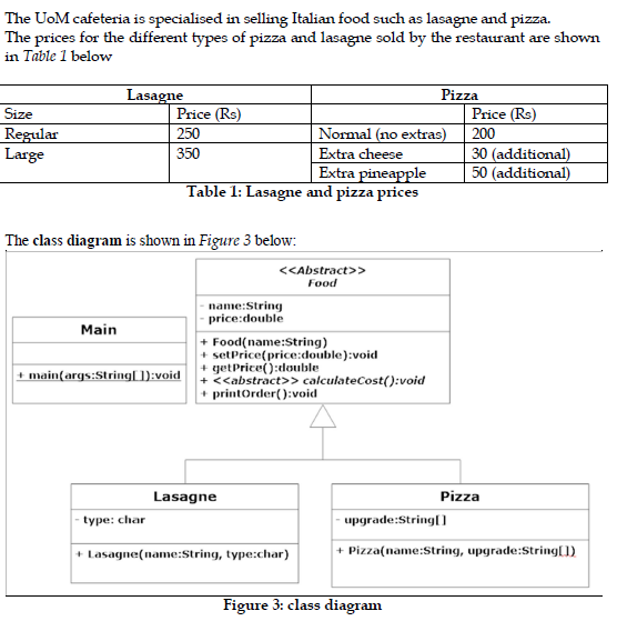 Solved The UoM cafeteria is specialised in selling Italian | Chegg.com