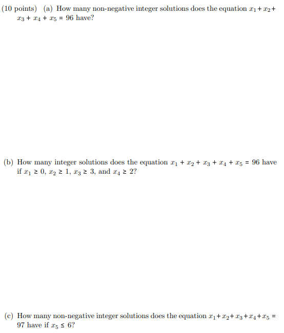 Solved (10 points) (a) How many non-negative integer | Chegg.com