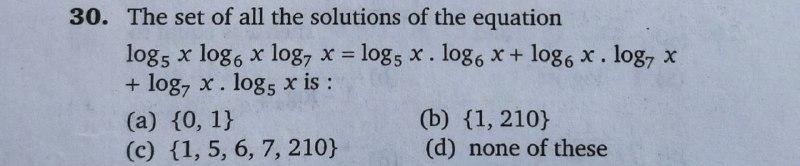 Solved 30. The set of all the solutions of the equation logs | Chegg.com