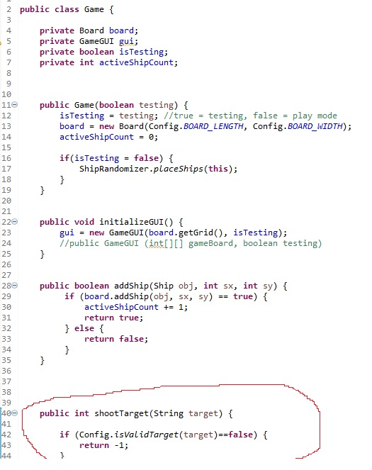 Solved How would this shootTarget method in Game.java | Chegg.com