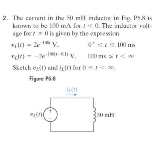 Solved 2· The current in the 50 mH inductor in Fig. P6.8 is | Chegg.com
