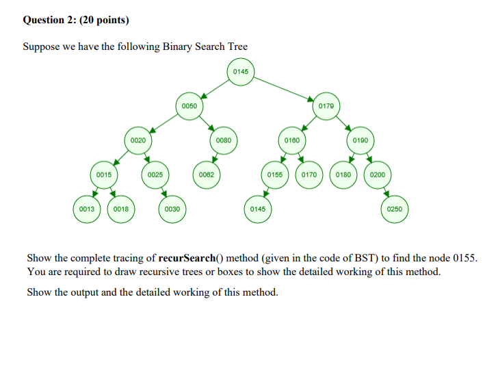 Solved Question 2: (20 points) Suppose we have the following | Chegg.com