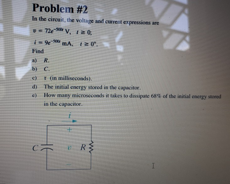 Solved Problem #2 In the circuit, the voltage and current | Chegg.com