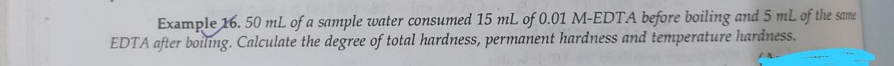 Solved Example 16.50 mL of a sample water consumed 15 mL of | Chegg.com