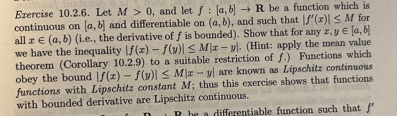 Solved Exercise 10.2.6. Let M>0, and let f:[a,b]→R be a | Chegg.com