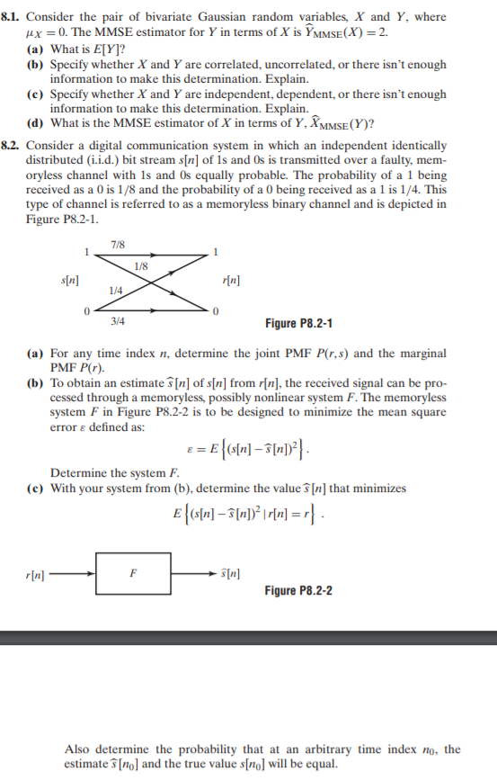 8.1. Consider the pair of bivariate Gaussian random | Chegg.com