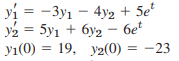 Solved y1′=−3y1−4y2+5ety2′=5y1+6y2−6ety1(0)=19,y2(0)=−23 | Chegg.com