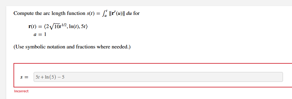 Solved Compute the arc length function s(t)=∫at∥r′(u)∥du | Chegg.com