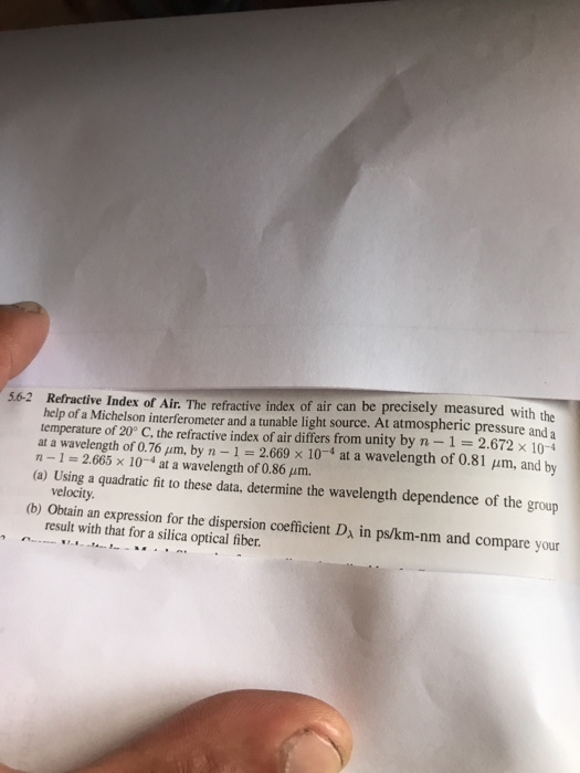 Solved 5.6-2 Refractive Index of Air. The refractive index | Chegg.com