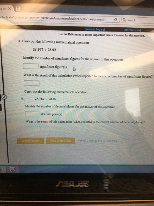 Solved a. Carry out the following mathematical operation: | Chegg.com