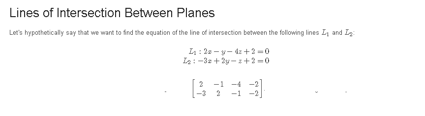 Solved Lines of Intersection Between Planes Let's | Chegg.com