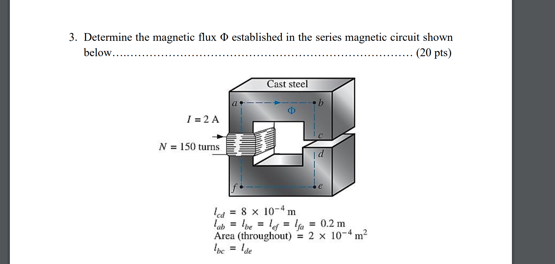 Solved Determine the magnetic flux Φ ﻿established in the | Chegg.com