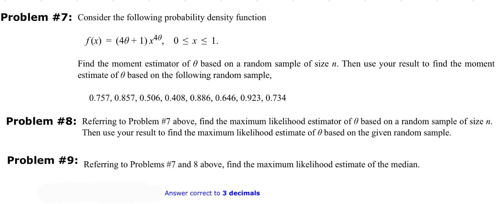 Solved Problem #7: Consider the following probability | Chegg.com