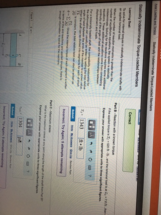 Solved Loading and Torsion Statically indeterminate | Chegg.com