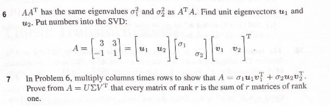 Solved AAT has the same eigenvalues σ12 and σ22 as ATA. Find | Chegg.com
