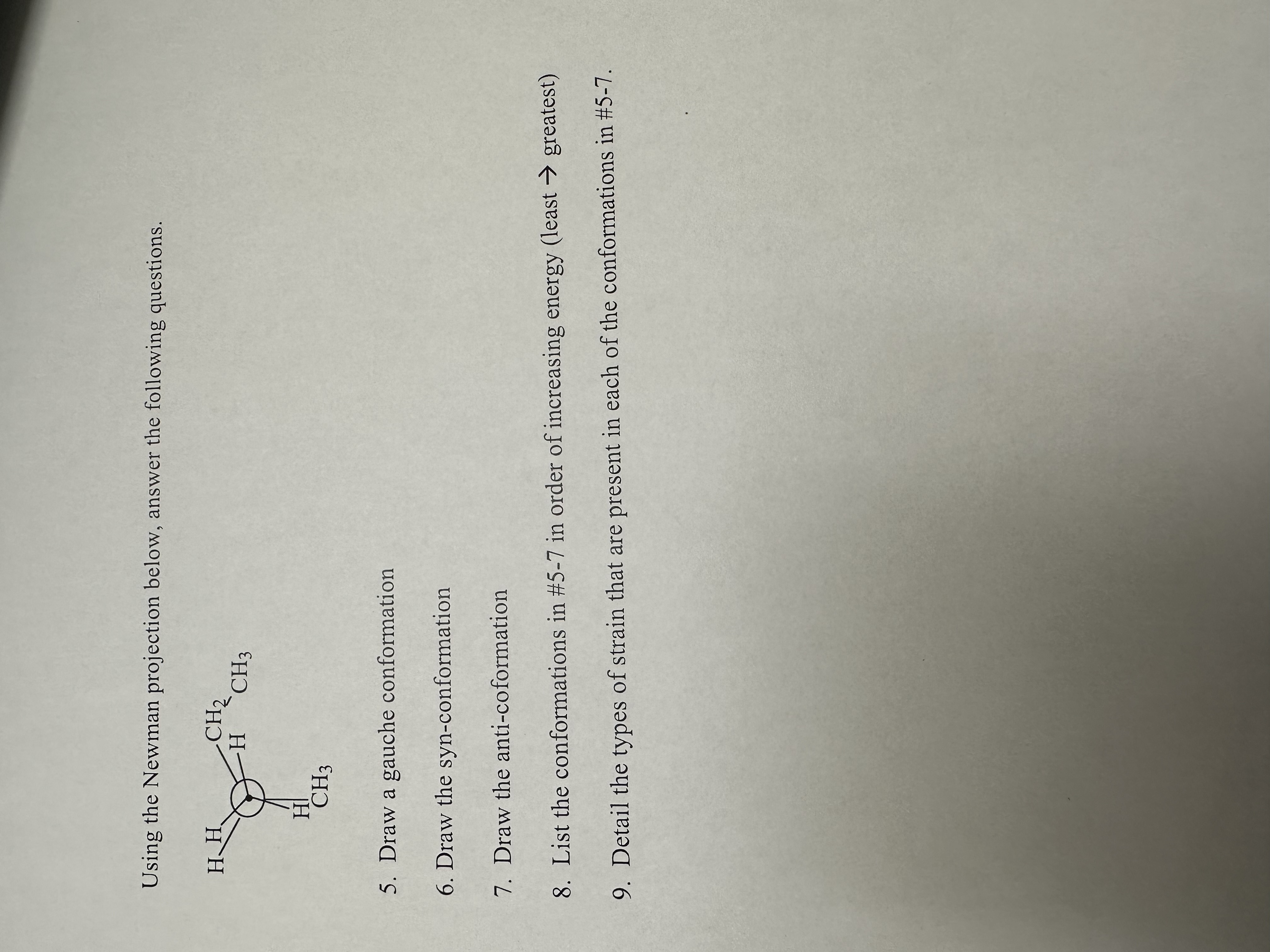 Using the Newman projection below, answer the | Chegg.com
