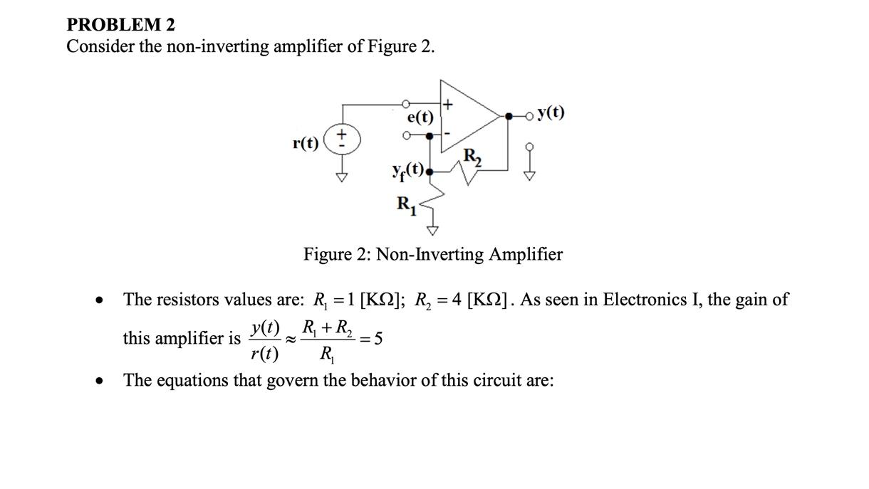 Solved PROBLEM 2 Consider the non-inverting amplifier of | Chegg.com
