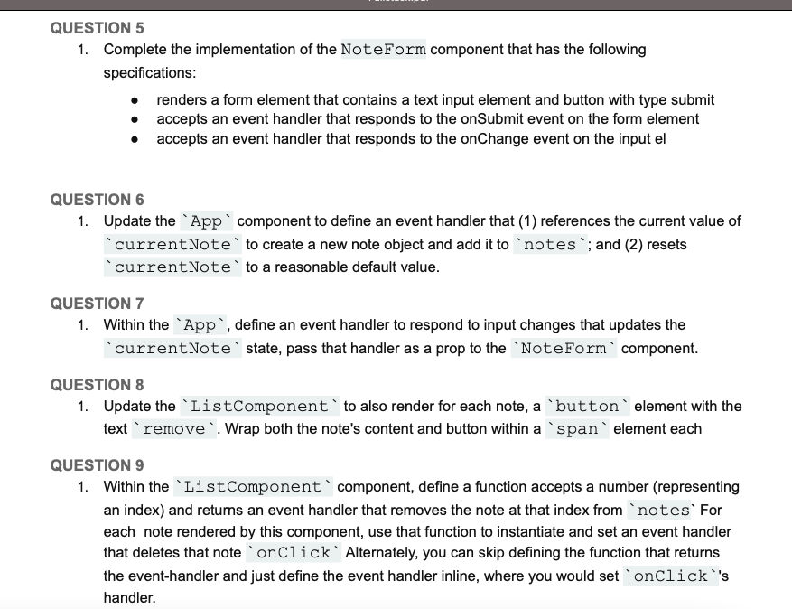 QUESTION 5 1. Complete the implementation of the | Chegg.com