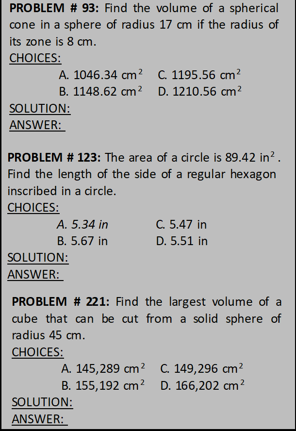 Solved PROBLEM \# 93: Find the volume of a spherical cone in | Chegg.com