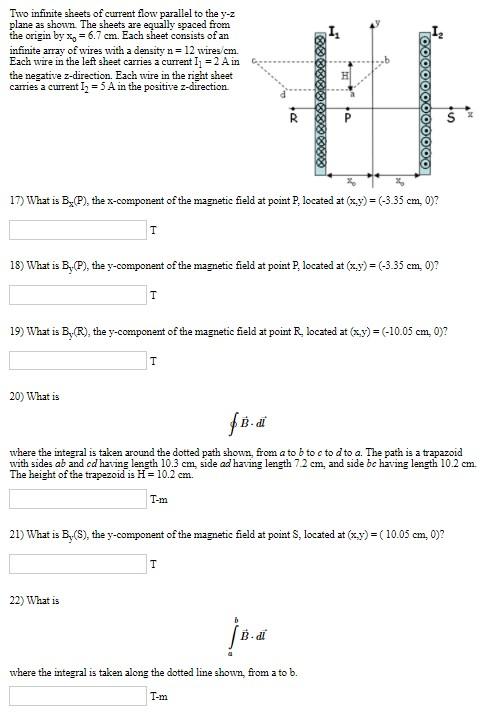 Solved I. Two infinite sheets of current flow parallel to | Chegg.com