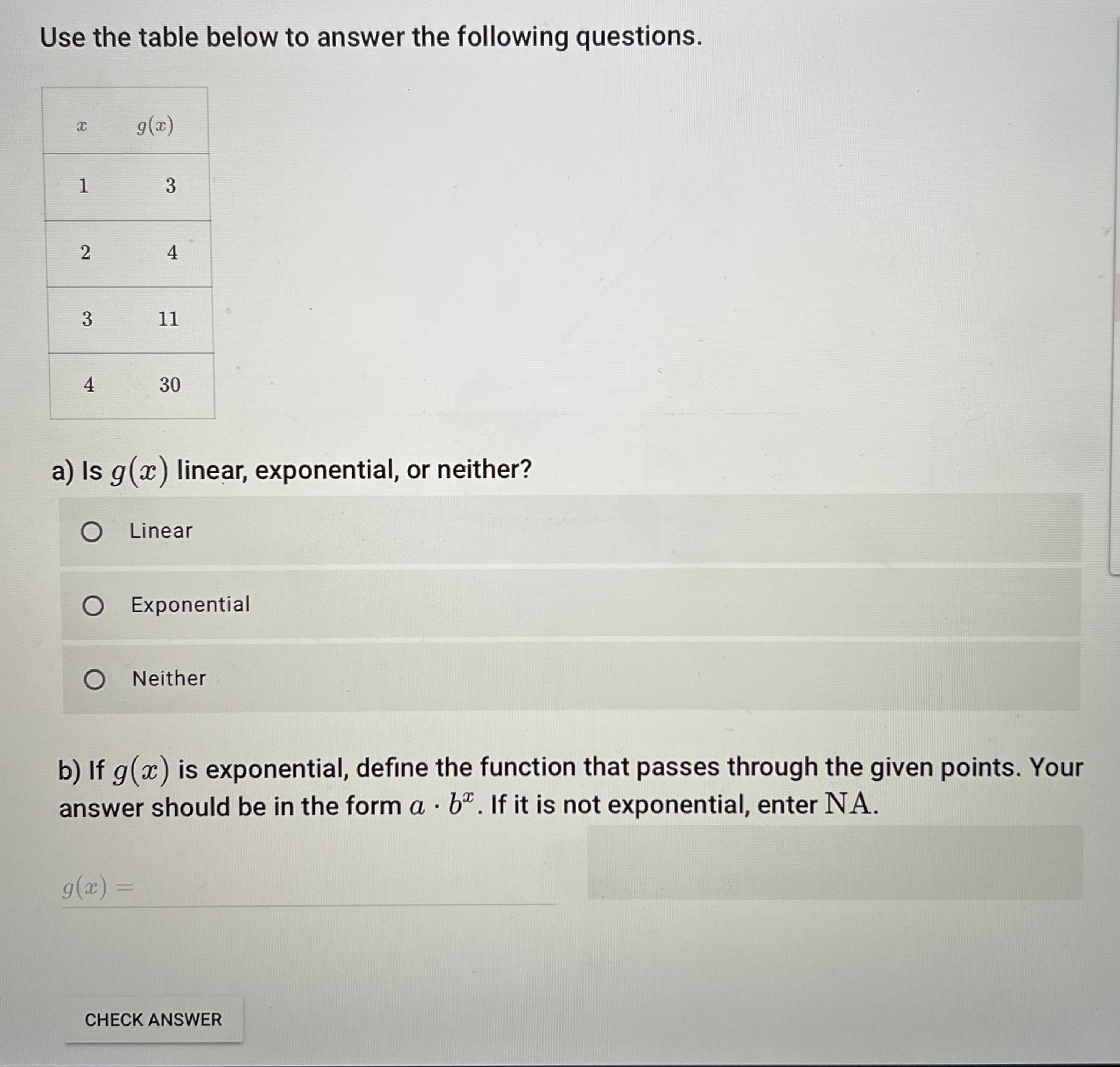 Solved Use the table below to answer the following | Chegg.com