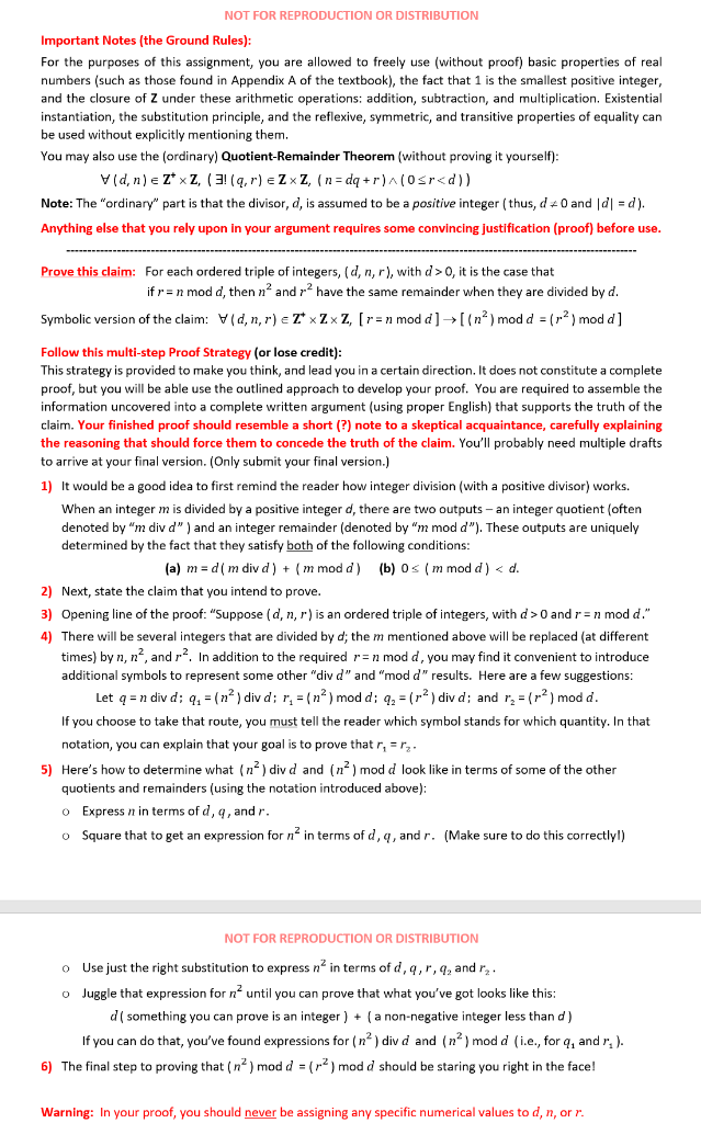 NOT FOR REPRODUCTION OR DISTRIBUTION Important Notes | Chegg.com