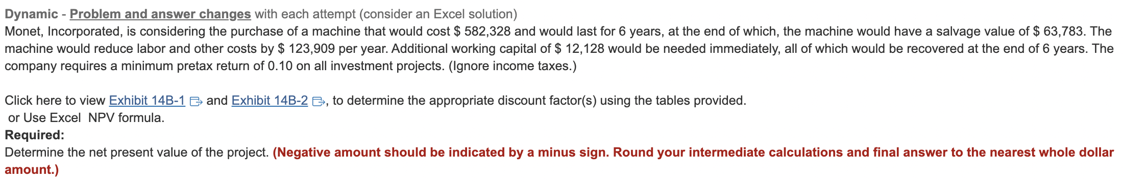 Solved Dynamic - ﻿Problem and answer changes with each | Chegg.com
