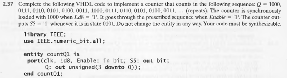 Solved 2.37 Complete the following VHDL code to implement a | Chegg.com