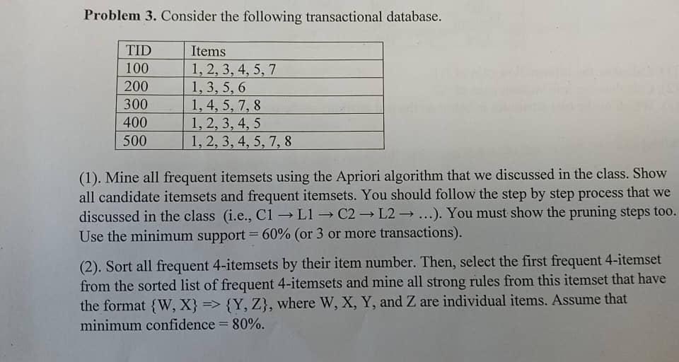 Problem 3. Consider the following transactional | Chegg.com