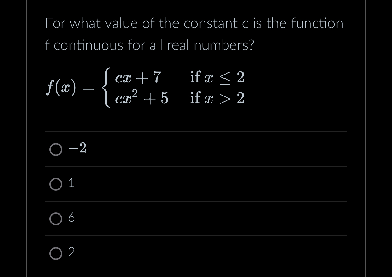 Solved For what value of the constant c is the function f | Chegg.com