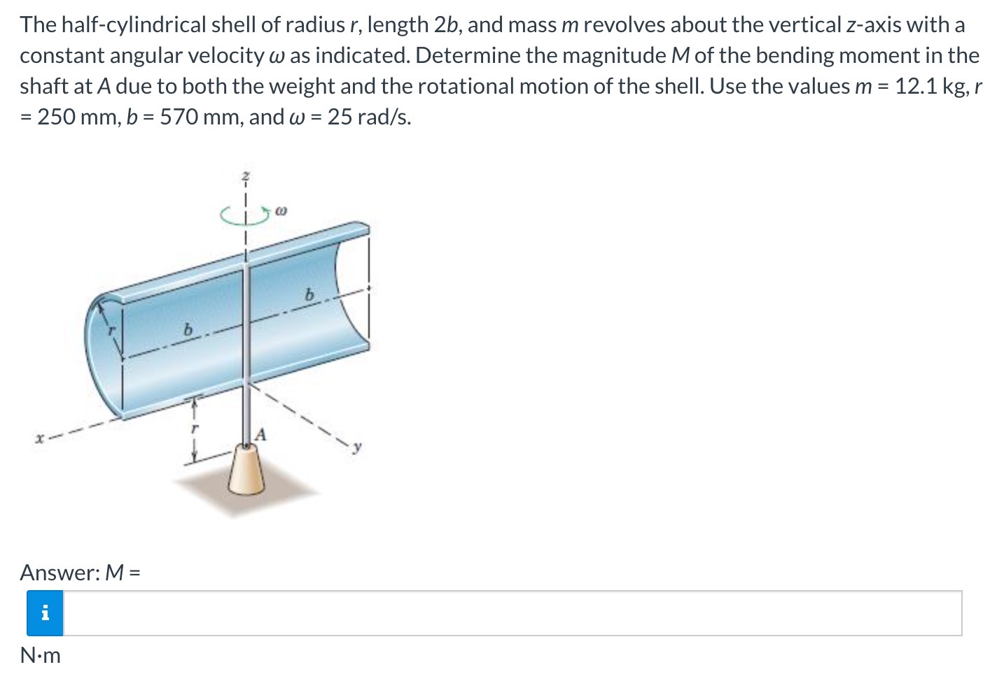 Solved The half-cylindrical shell of radius r, length 2b, | Chegg.com
