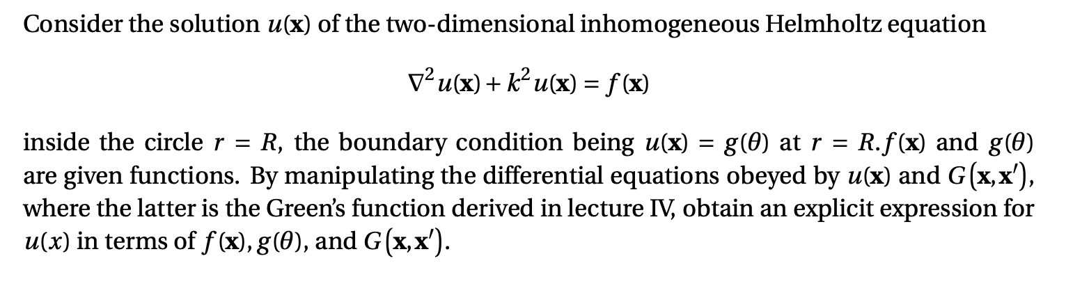Solved Consider the solution u(x) of the two-dimensional | Chegg.com