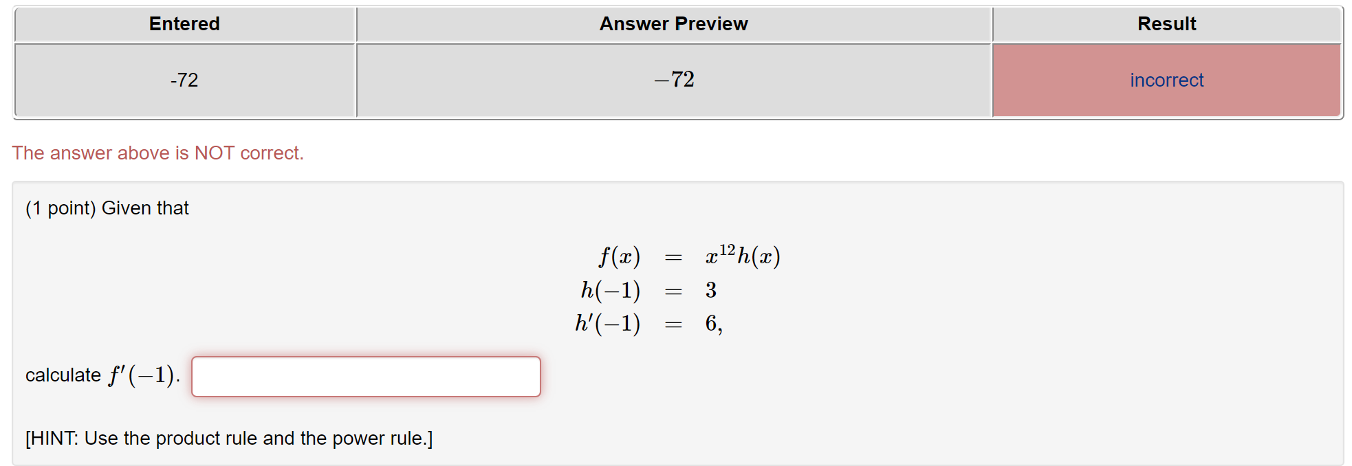 Solved The answer above is NOT correct. (1 point) Given that | Chegg.com