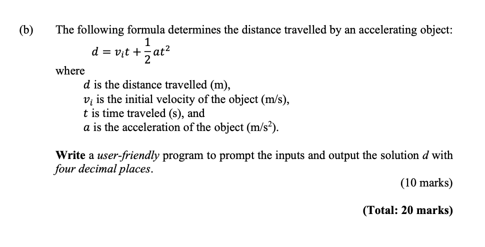 Solved ê The following formula determines the distance | Chegg.com