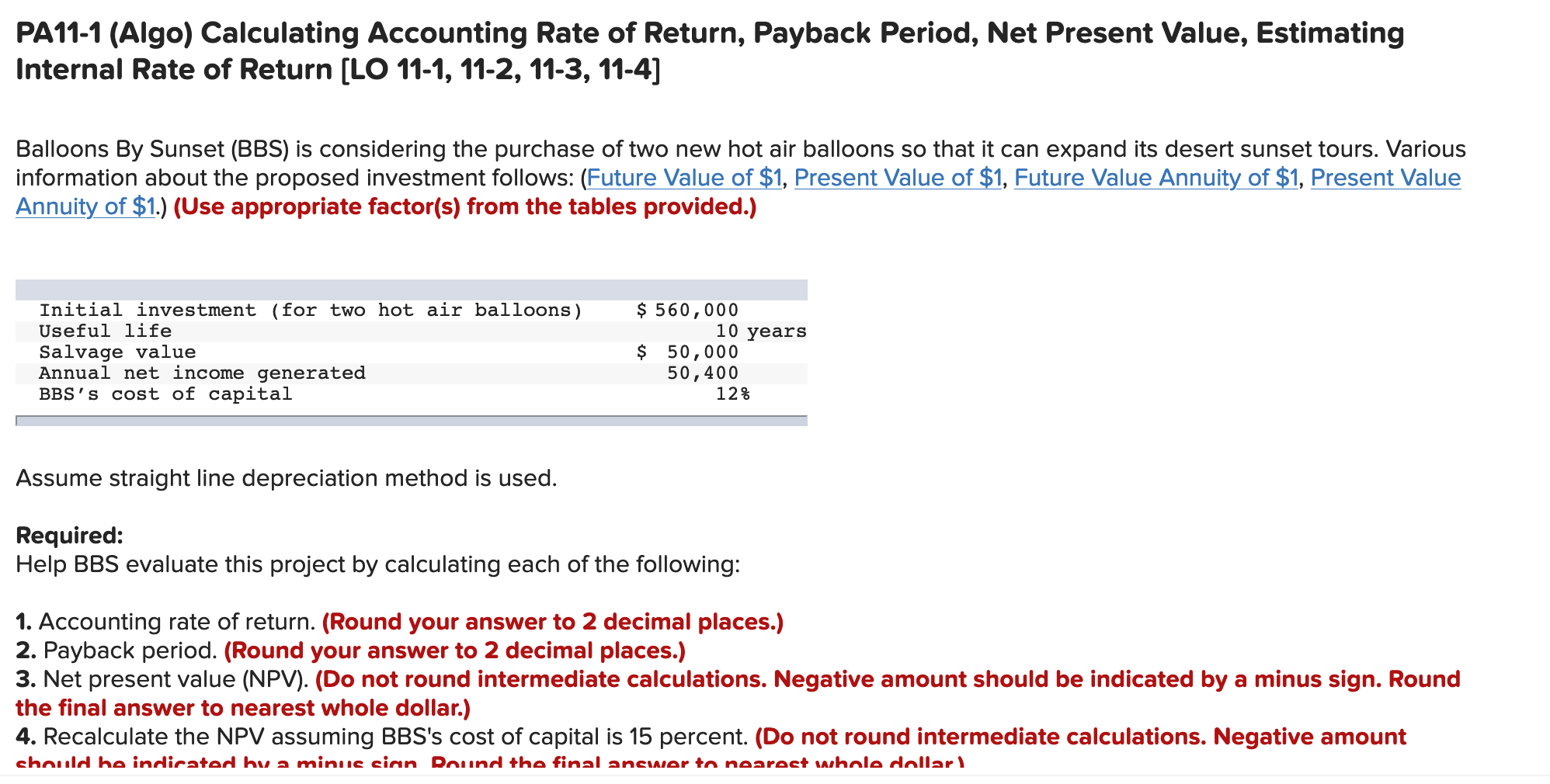 Solved PA11-1 (Algo) Calculating Accounting Rate of Return, | Chegg.com