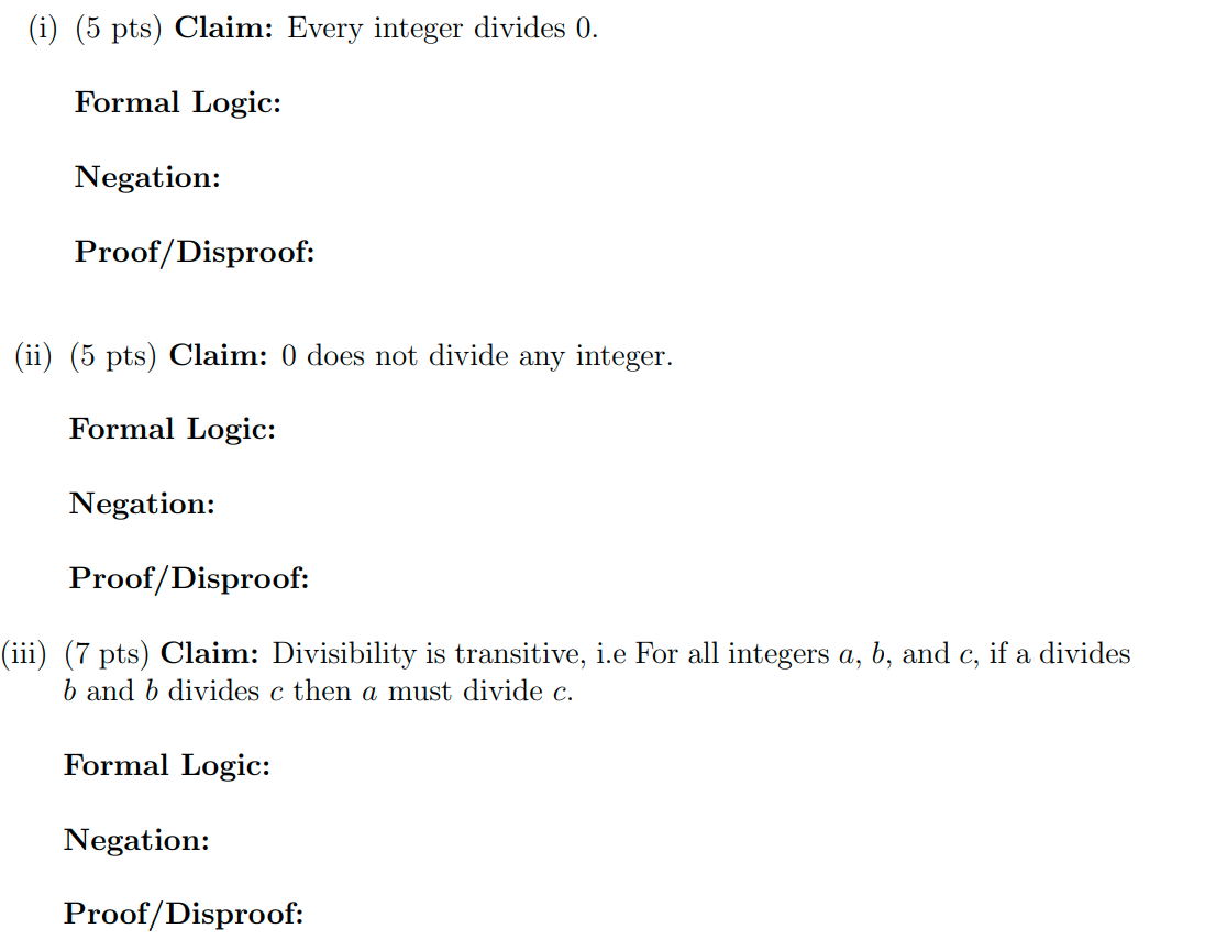 Solved prove or disprove. Use universal and existential | Chegg.com