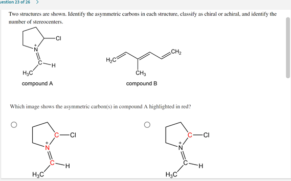 Solved Jestion 23 of 26 Two structures are shown. Identify | Chegg.com