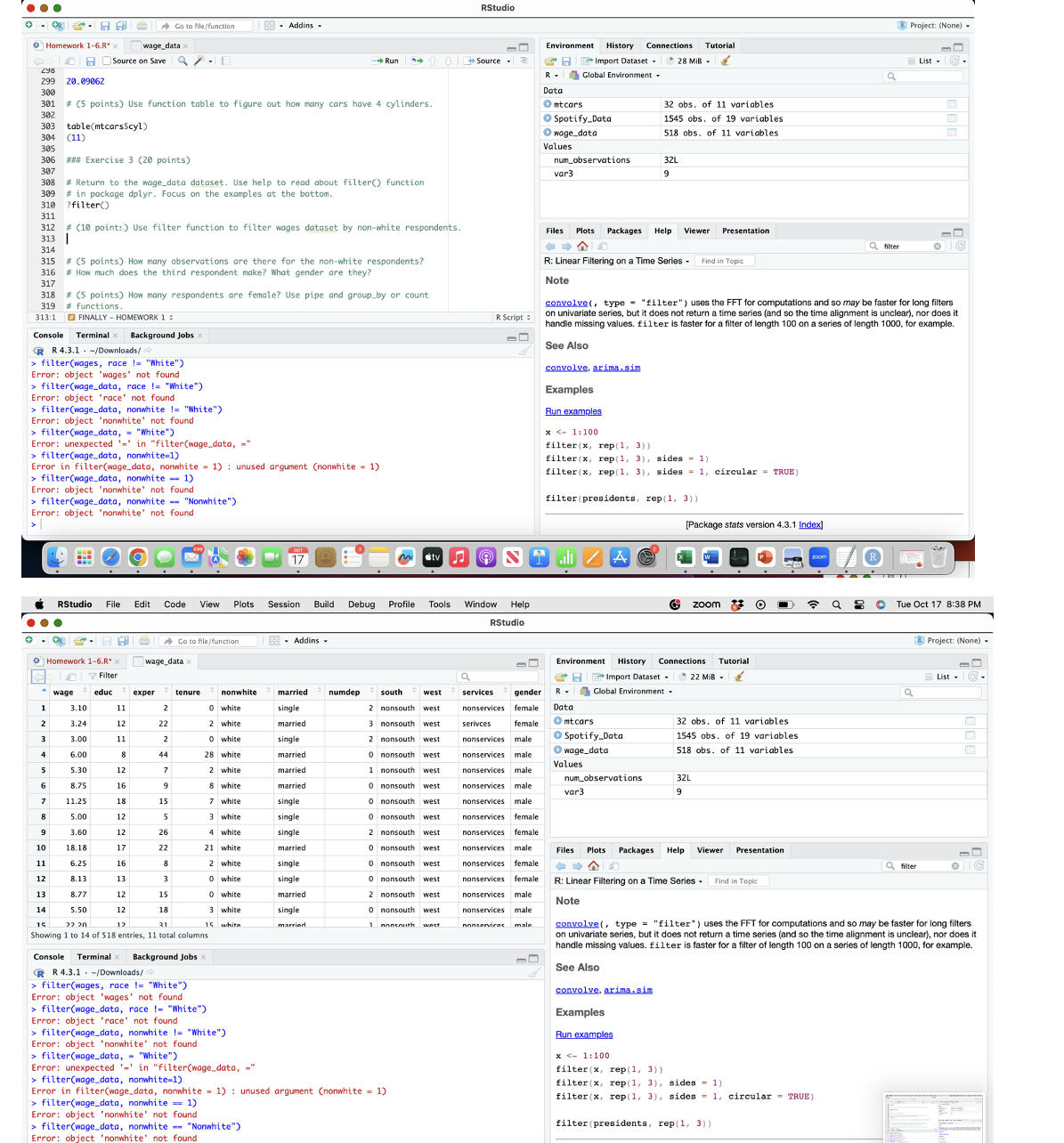 Solved Trying to do Excersice 3 ﻿on R studio. I cant fingure | Chegg.com
