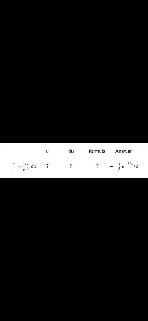 Solved desc is find "u" "du" and "formula" as the answer is | Chegg.com