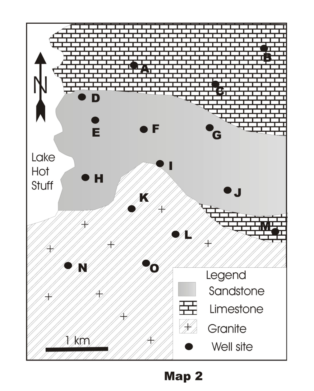 Solved 2) For map 2 of the Lake Hot Stuff area of the | Chegg.com