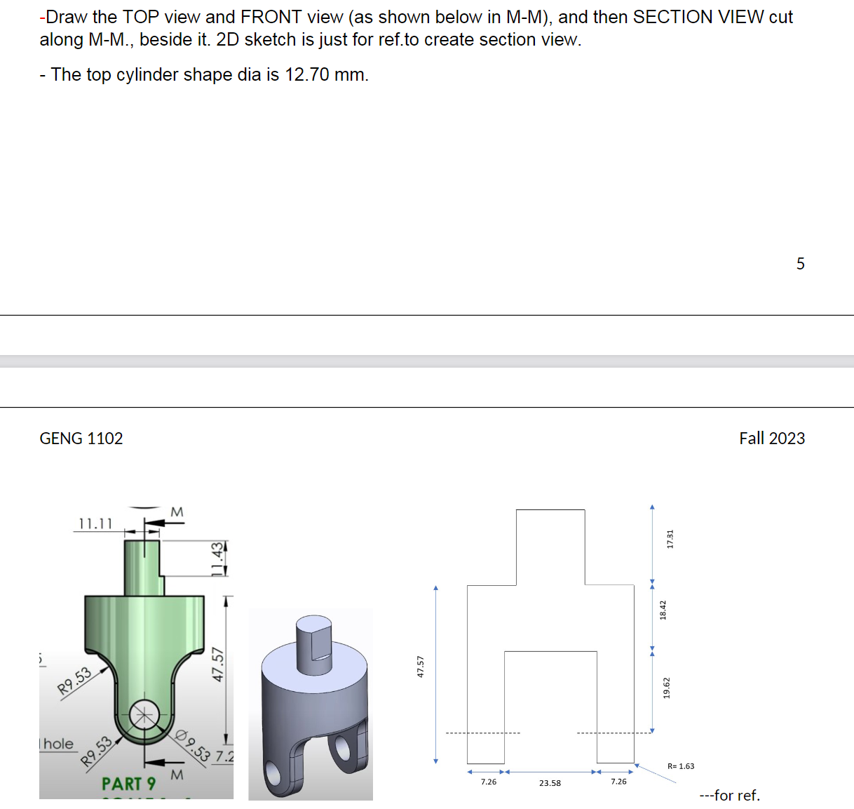 Solved -Draw the TOP view and FRONT view (as shown below in | Chegg.com
