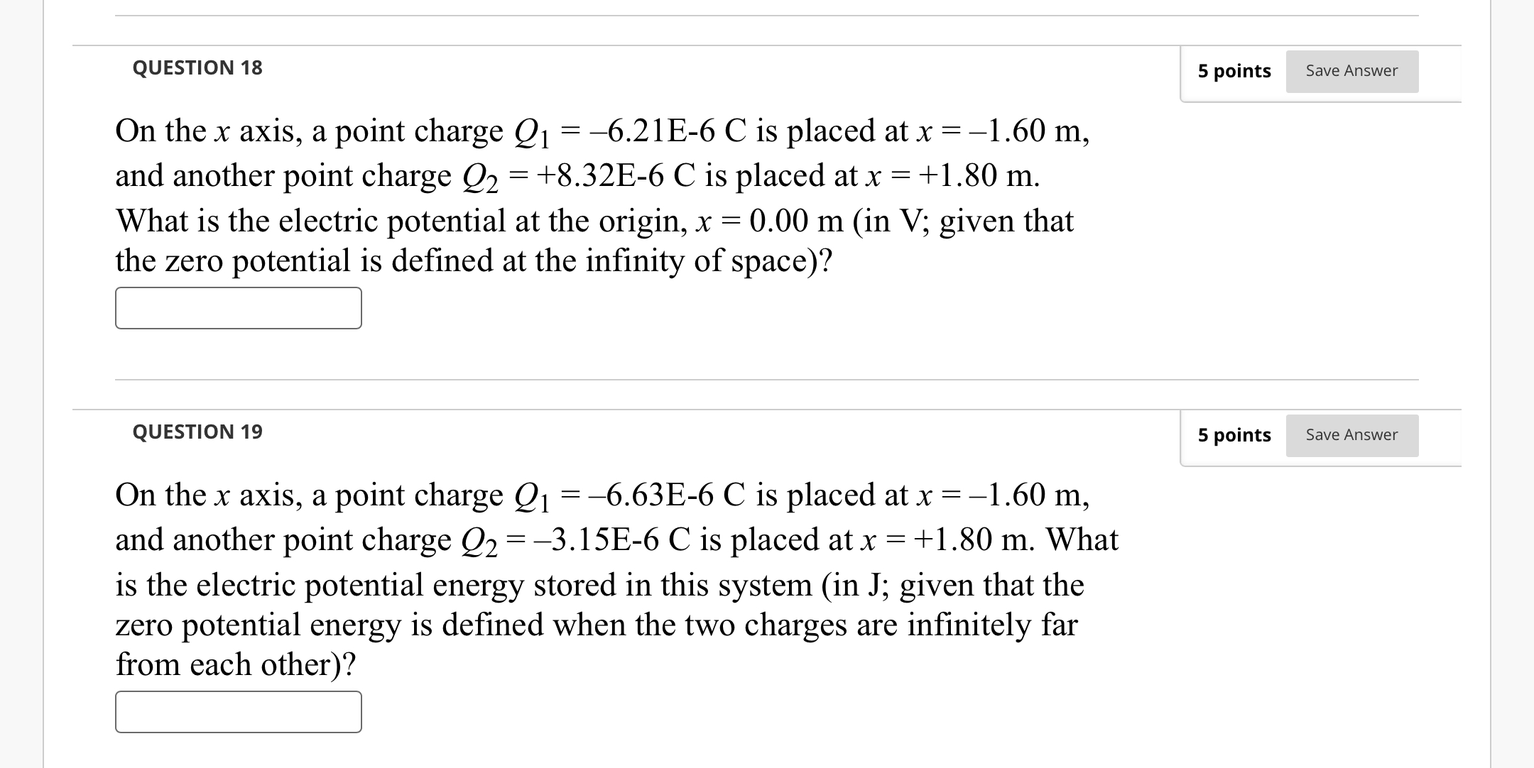 Solved On the x axis, a point charge Q1=−6.21E−6C is placed | Chegg.com