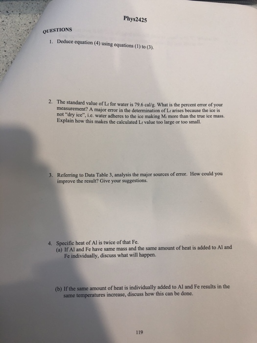 Solved Phys2425 QUESTIONS 1. Deduce equation (4) using | Chegg.com