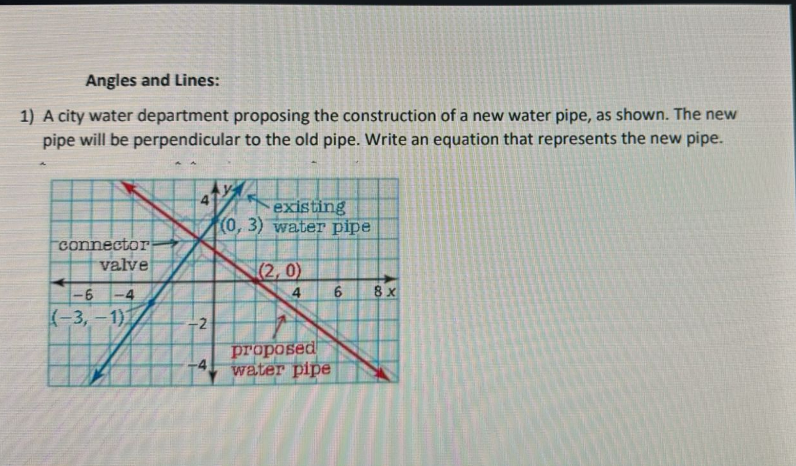 Solved Angles and Lines:1) ﻿A city water department | Chegg.com